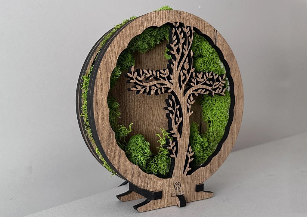 Li-Go "Kříž v mechu" lampa 20x22 cm provedení povrchu: ořech