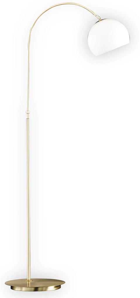 Fisher & Honsel 49181 Bow, stojací lampa, 1x100W E27, mosaz, bílé stínítko, výška 105-140cm