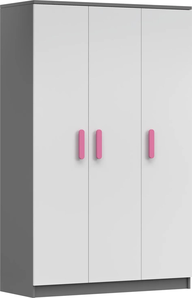 IDZ Šatní skříň SMYK II 3D 19, 120 cm Bílá + Grafit / Barevné úchytky Barva: Grafit