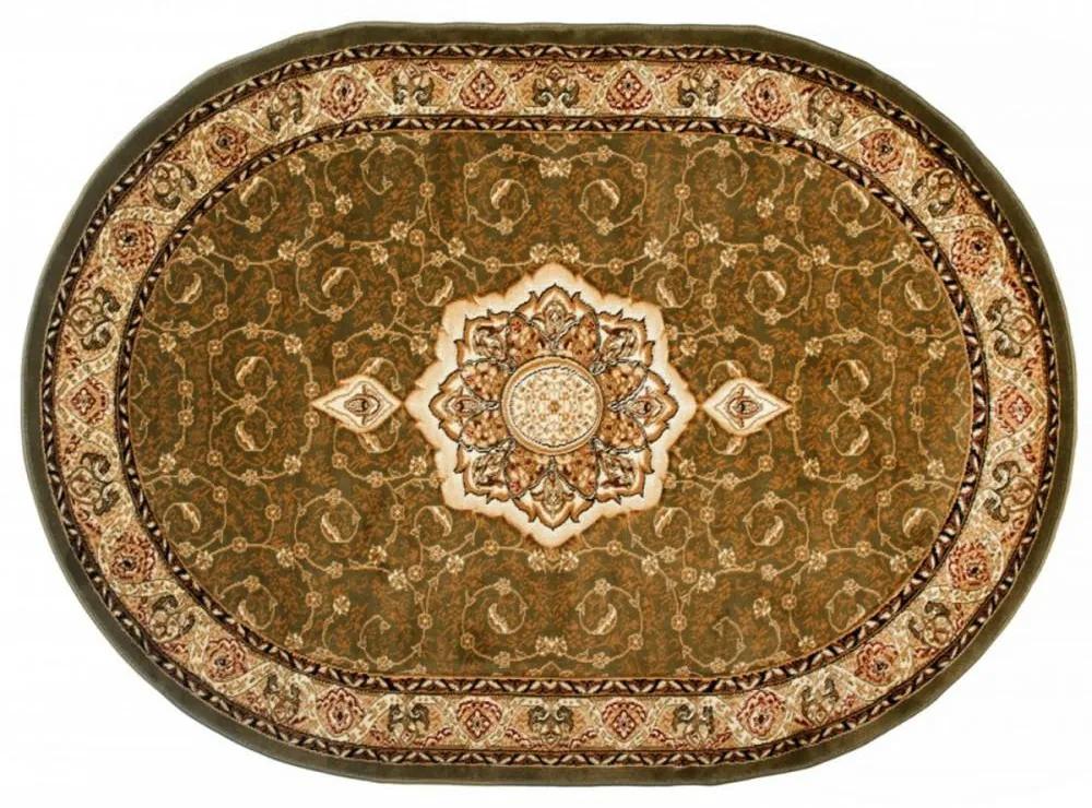 Kusový koberec klasický vzor 2 zelený ovál 70x140cm