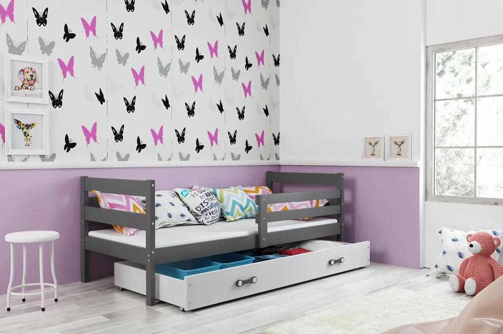 BMS Group Dětská postel Eryk 1 - Grafit/růžová - 200x90