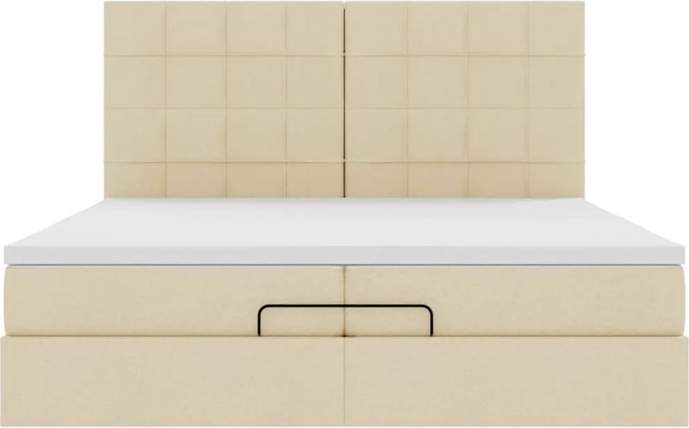 Osmanský rám postele s matrací krémová 200x200cm textil 3313187