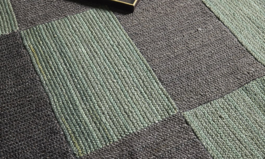 Diamond Carpets India, Ručně vázaný kusový koberec Geomoss SM 18 Green Black, 200x290, vícebarevná, chodba / předsíň