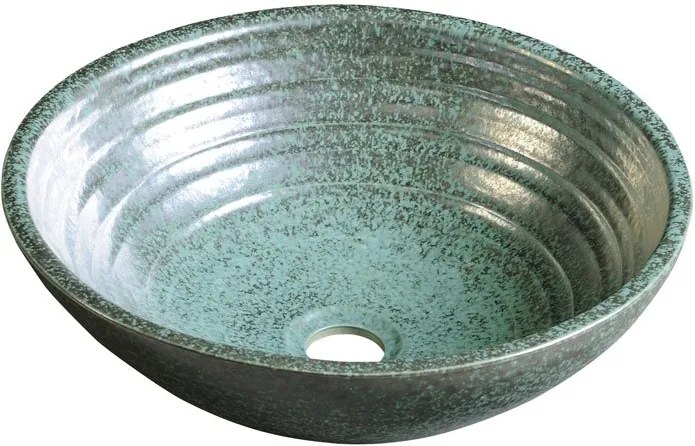 SAPHO - ATTILA keramické umyvadlo, průměr 42,5 cm, zelená měď DK006