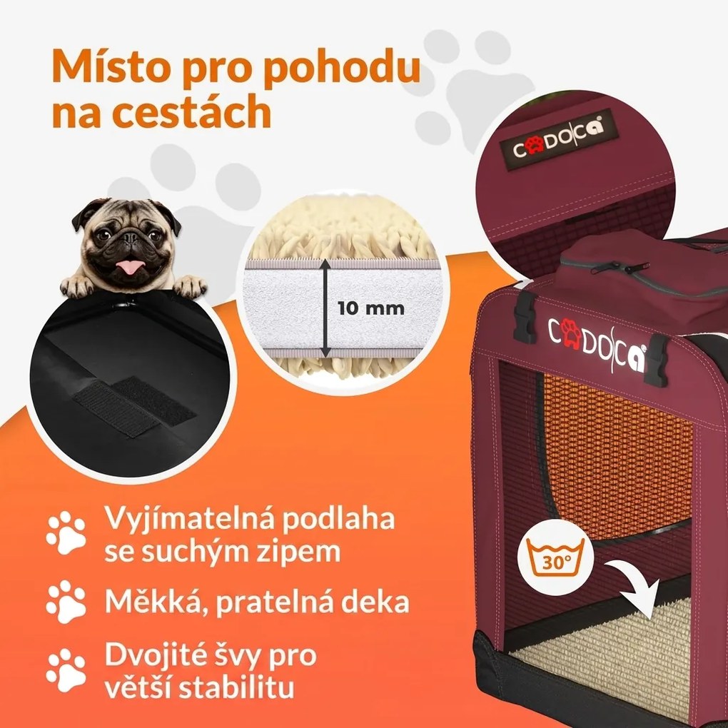 Skládací cestovní box pro psy XXL, červený 109443