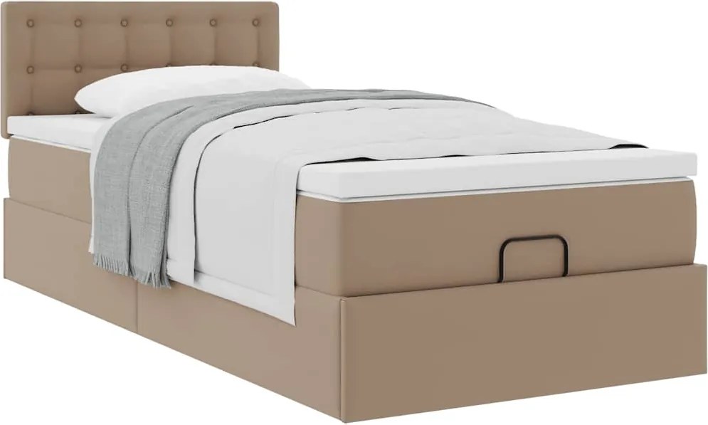 Osmanský postel s matrací cappuccino 90x200cm umělá kůže 3311287
