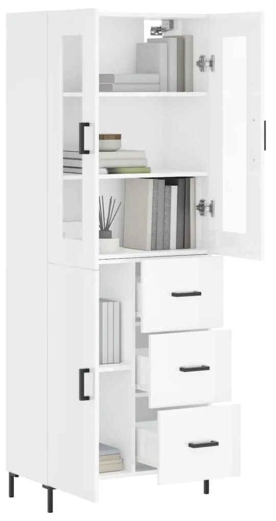 Skříň highboard lesklá bílá 69,5 x 34 x 180 cm kompozitní dřevo - Default Title