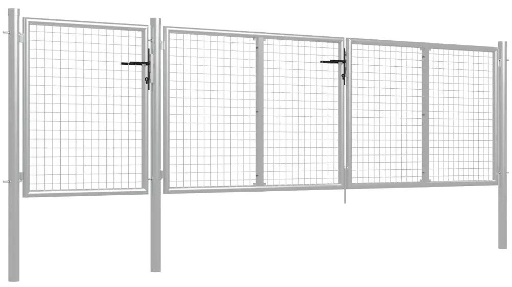 vidaXL Marketos Zahradní brána ocelová 400 x 100 cm stříbrná