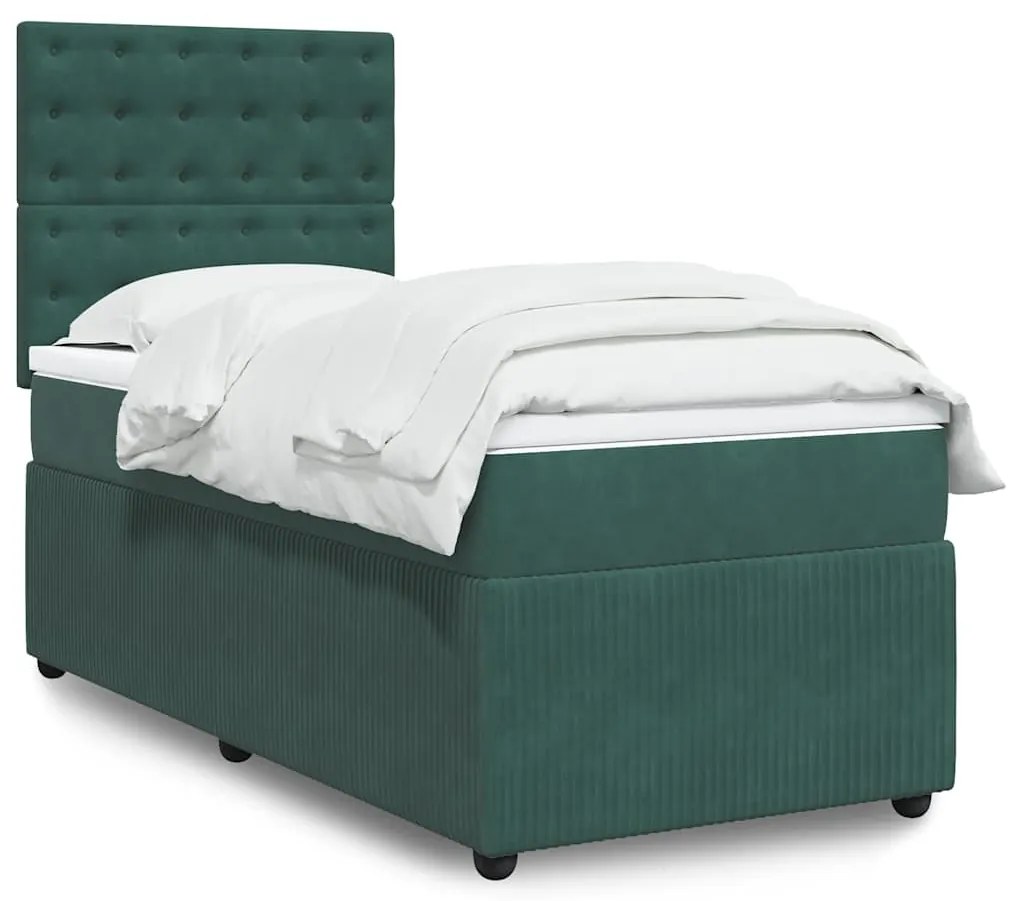 Box spring postel s matrací tmavě zelená 80 x 200 cm samet 3292205