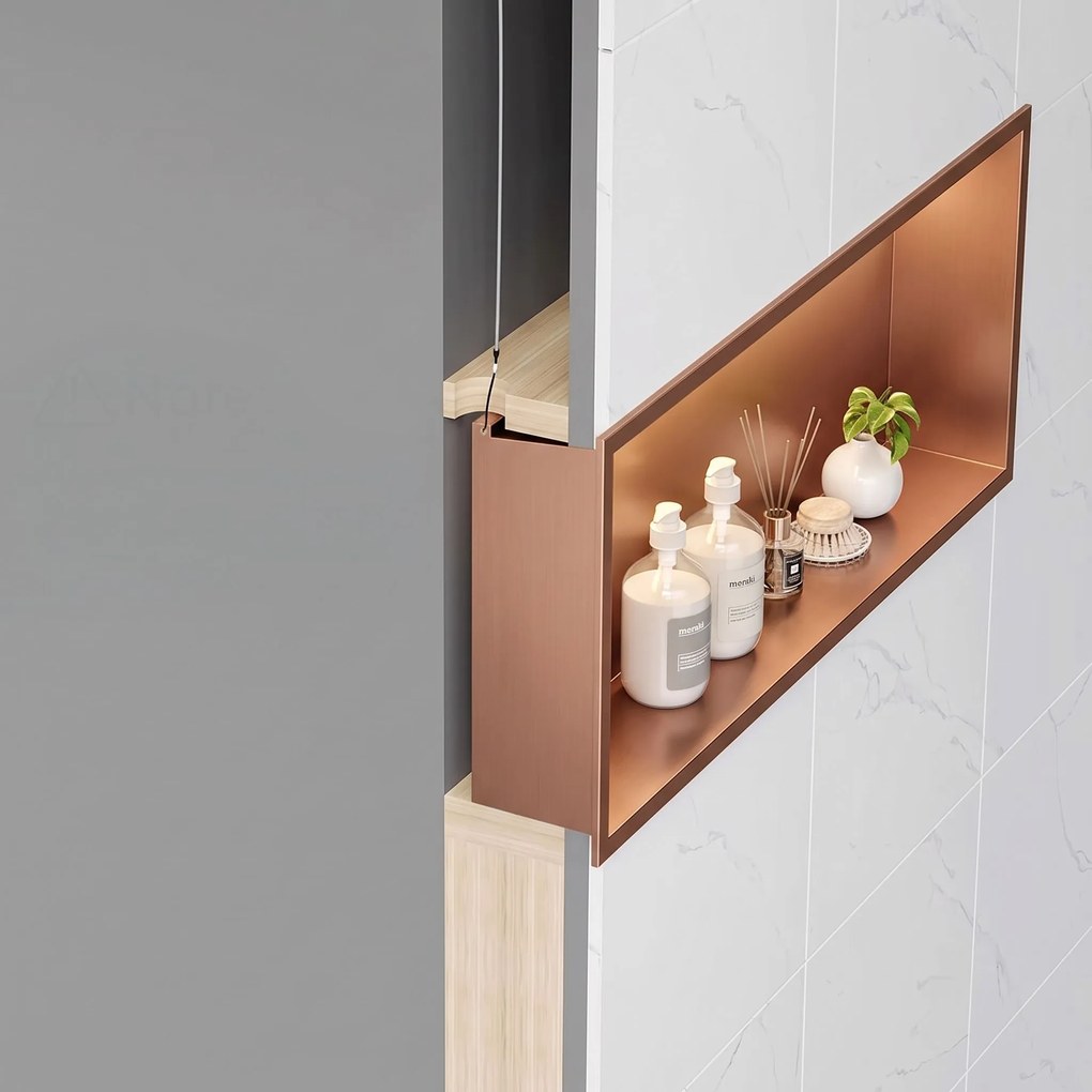 Rea Rea, VSTAVANÁ KOUPELNOVÁ POLICE LED 30x60 brush copper, REA-08568