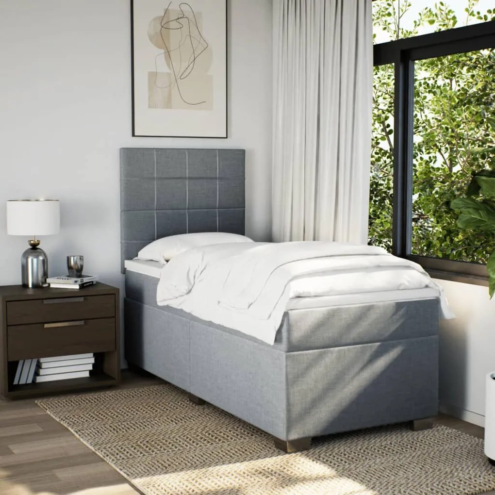 Box spring postel s matrací světle šedá 80 x 200 cm textil 3290315
