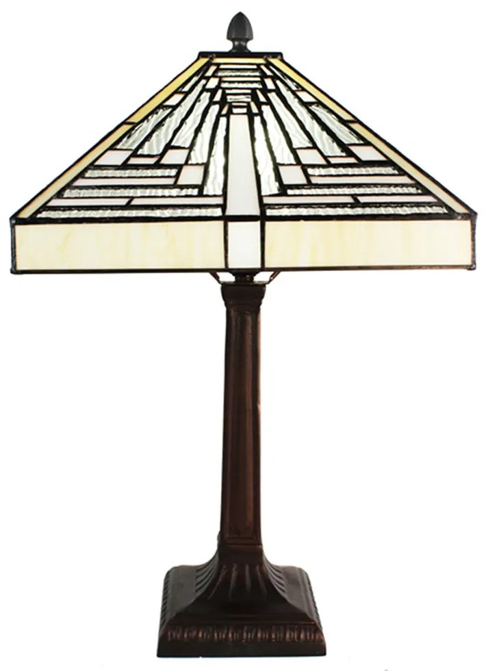 Pyramidová stolní lampa Tiffany Ova - 31*31*48 cm E27/max 1*60W