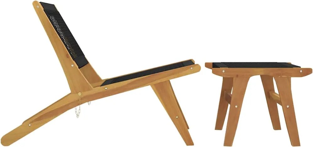 Zahradní židle s podnožkou masivní teakové dřevo a polyester 319155