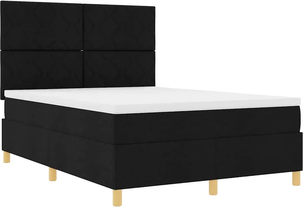 Postel s boxspringem s čelo Černá 140 x 190 cm textil 3339695