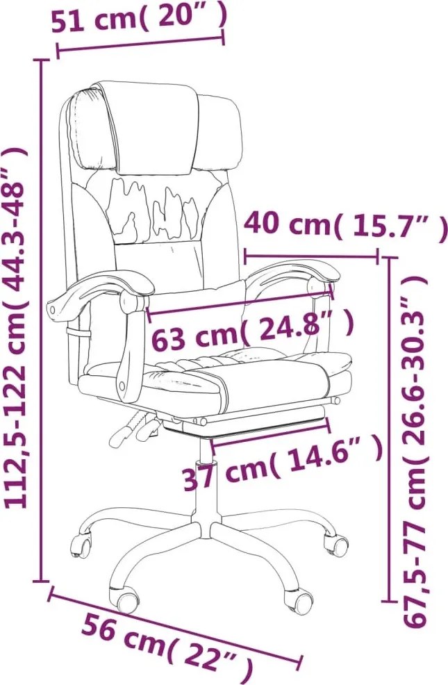 vidaXL Polohovací kancelářská židle umělá kůže [349737] Barva: Šedá