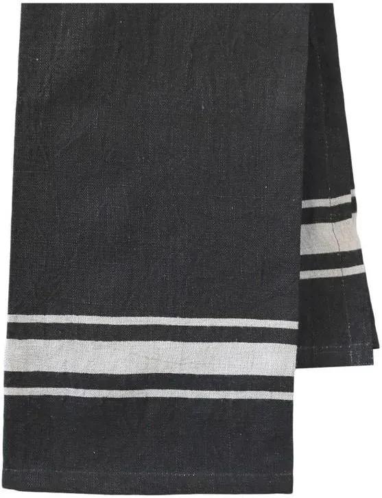 Chic Antique Lněná utěrka Coal Barchant Stripe 70×50 cm, černá barva, přírodní barva, textil