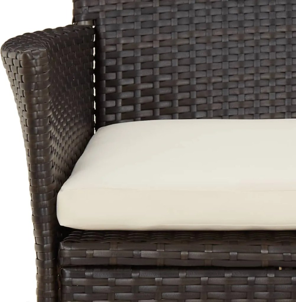 5dílný zahradní bistro set s poduškami hnědý polyratan 3187413