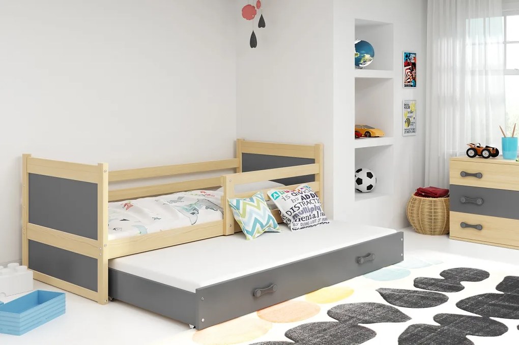 BMS Group Dětská postel s výsuvnou přistýlkou RICO borovice Velikost postele: 200x90 cm, Barva výplní: Bílá