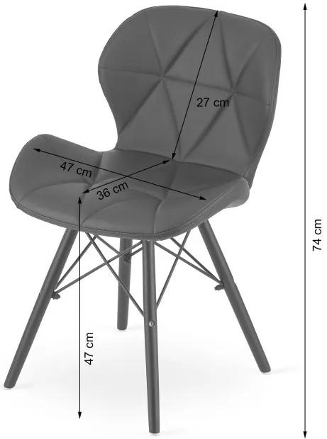 Set tří jídelních židlí LAGO ekokůže šedé (černé nohy) (3ks)