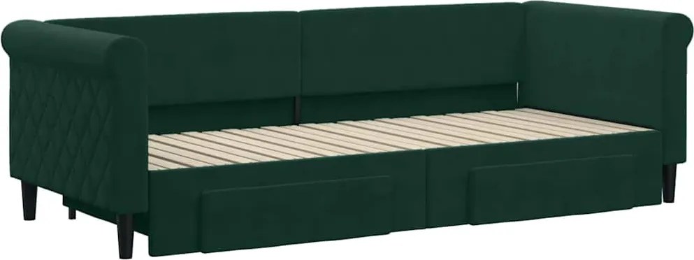 Válenda s přistýlkou a zásuvkami tmavě zelená 80 x 200 cm samet 3197814
