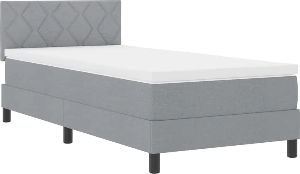 Postel s boxspringem s čelo Světle šedá 100 x 200 cm textil 3338741