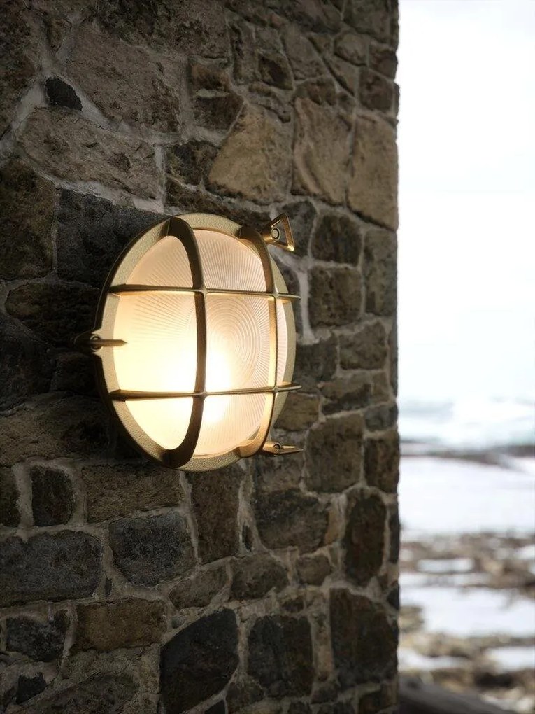 NOR 49021035 Venkovní nástěnné svítidlo Polperro 12,5W E27 mosaz matná bílá - NORDLUX