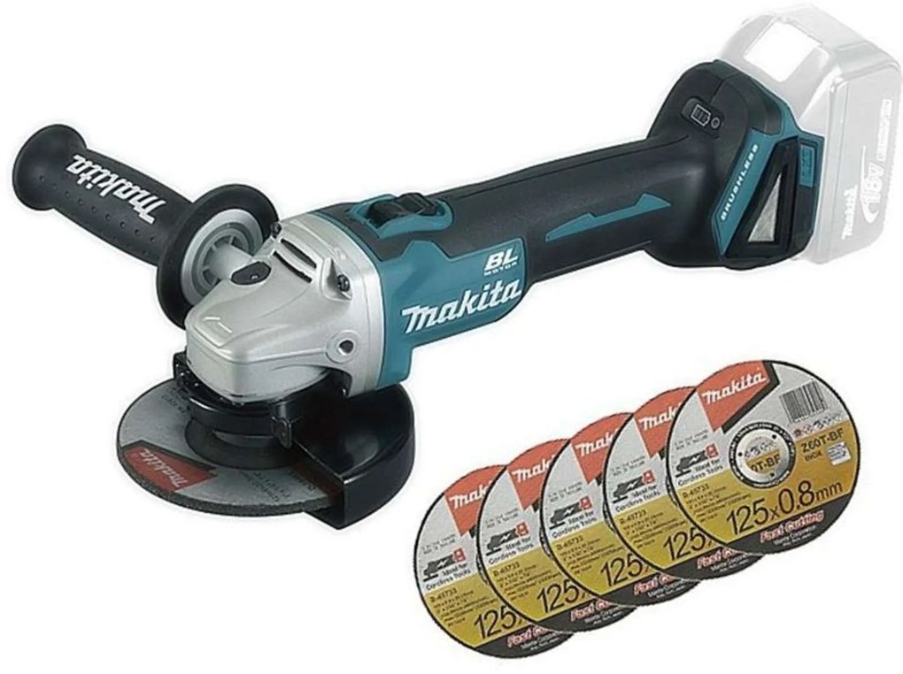 Makita - 18V AKU úhlová bruska 125 mm, bez baterie a nabíječky DGA504Z