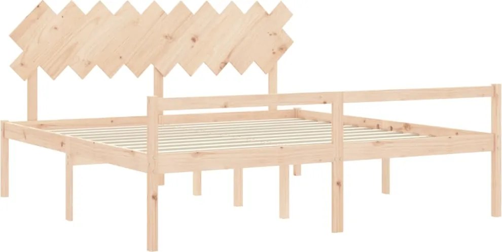 Postel s čelem pro seniory 200x200 cm masivní dřevo 3195566