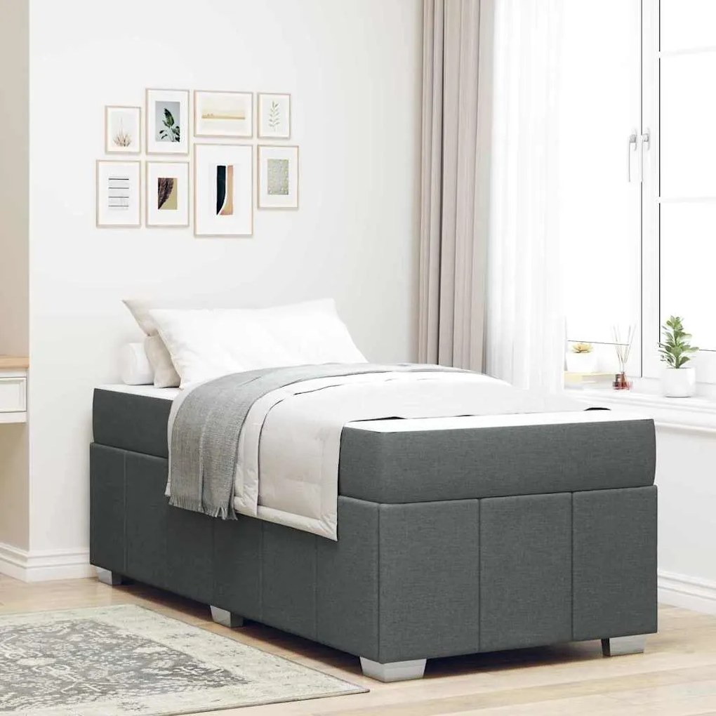 Rám postele s matrací Tmavě šedá 90 x 190 cm textil 3398252