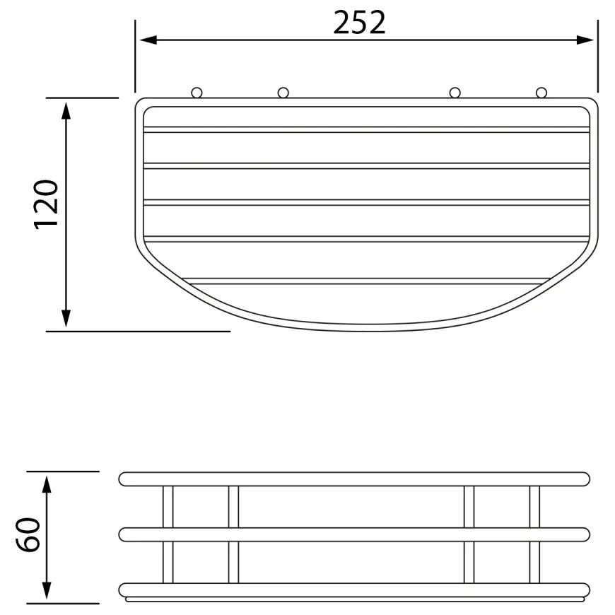 Aqualine CHROM LINE drátěná police jednoduchá, chrom 37004