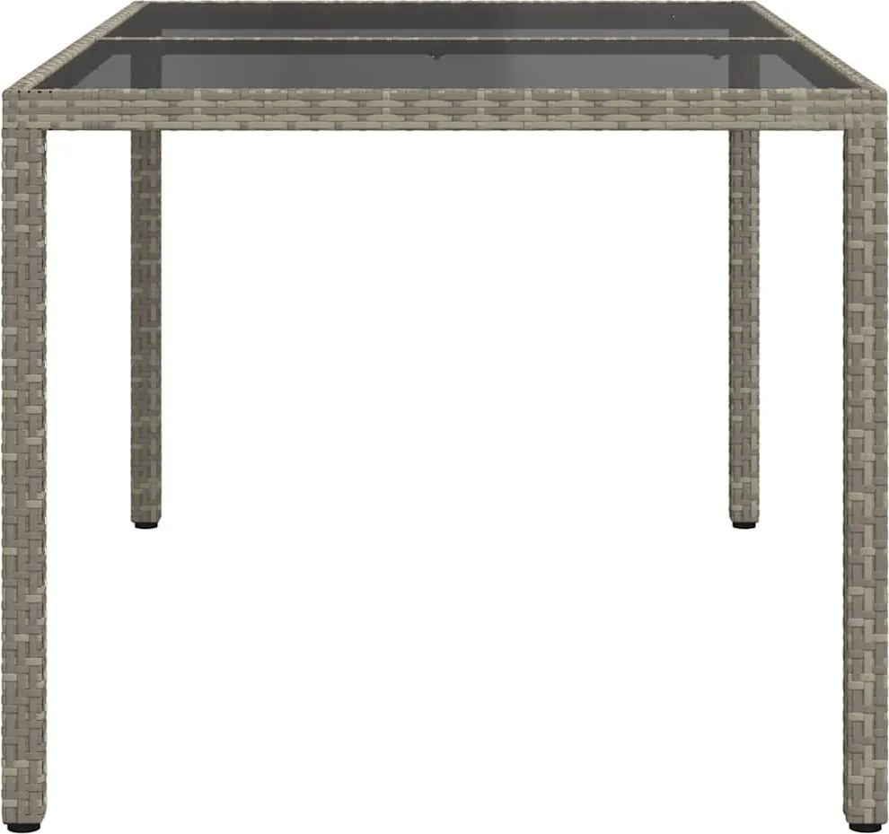 Zahradní stůl 150 x 90 x 75 cm tvrzené sklo a polyratan šedý 316708