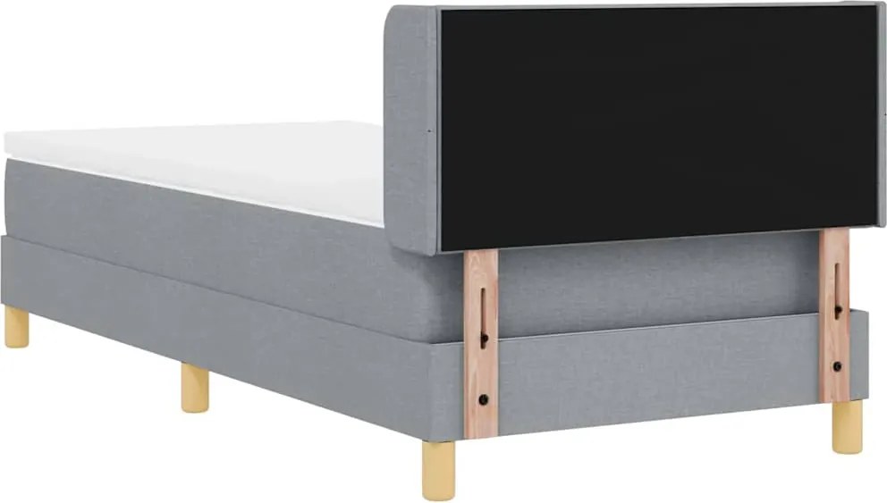 Postel s boxspringem s čelo Světle šedá 190 x 90 cm textil 3341328