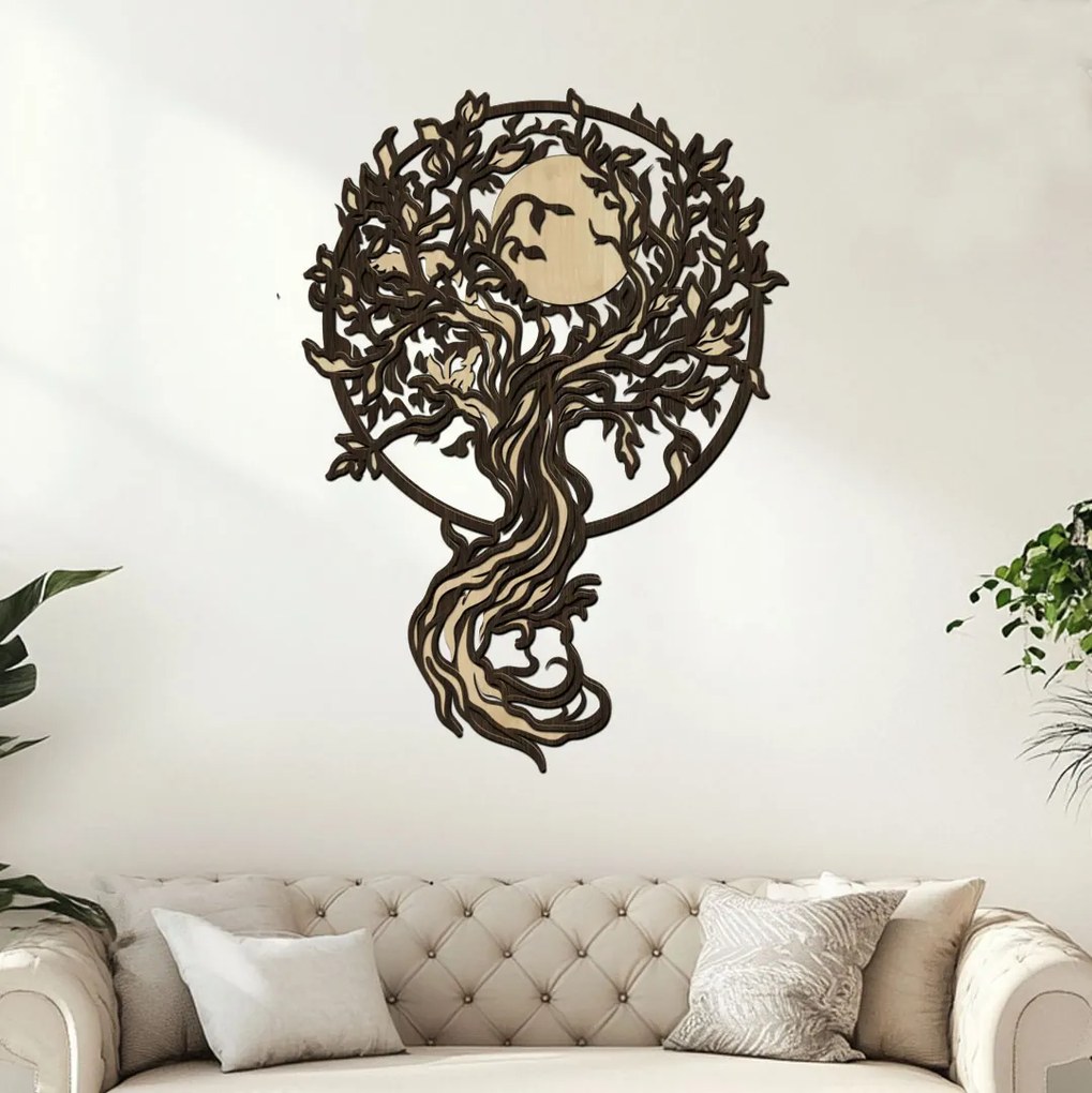 dřevo života 3 vrstvý dřevěný strom ROVNOVÁHY Zvolte rozměr (cm): 43x60, Zvolte barvu dekoru: Antracitová-Bílá