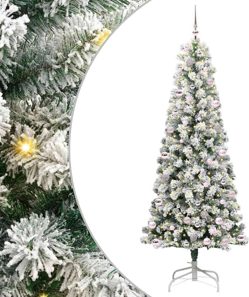 Umělý Skládací Vánoční Strom 300 LED Zelená a bílá 240 cm 3395615