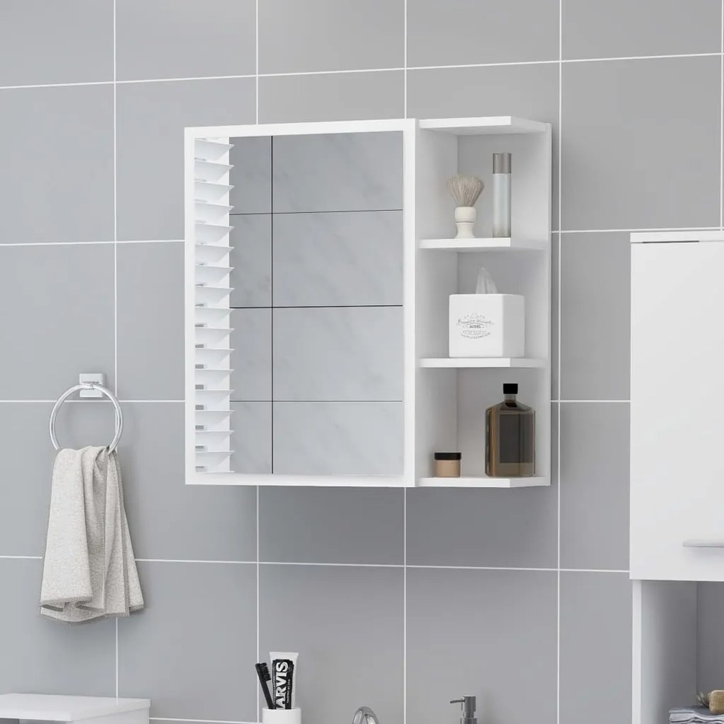 803308 vidaXL Koupelnová skříňka se zrcadlem bílá 62,5x20,5x64 cm dřevotříska