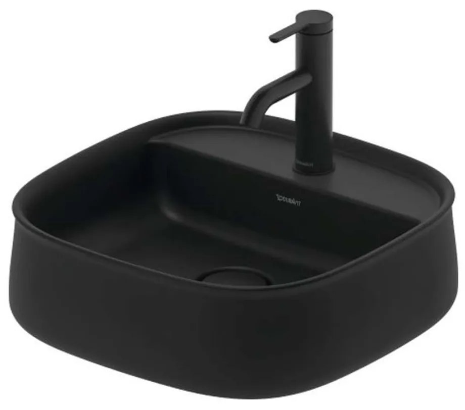 Duravit Zencha - Umyvadlo na desku 42x42 cm, bez přepadu, otvor pro baterii, DuraCeram, WonderGliss, antracit mat 23744213711