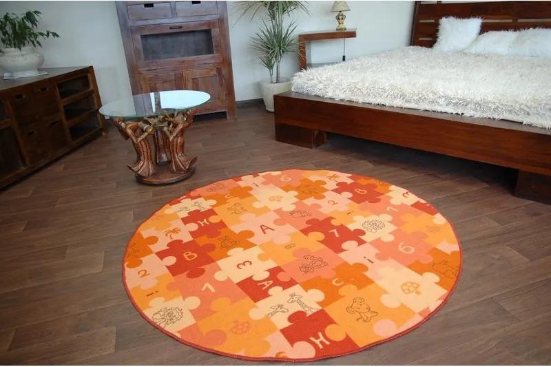 Dětský koberec PUZZLE oranžový kruh - 200 cm kruh