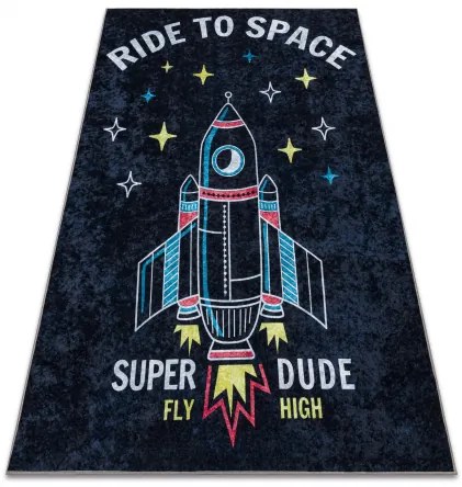 Dywany Luszczow Dětský kusový koberec JUNIOR 52069.801 pratelný  Vesmírná raketa pro děti protiskluz, černý Rozměr koberce: 120 x 170 cm