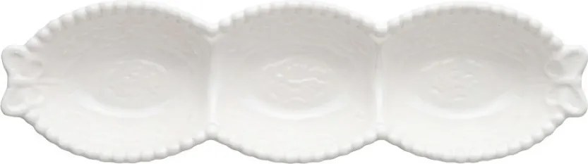 Bílá porcelánová mistička s perličkovým okrajem a motýlky Butterfly - 25*7*3 cm