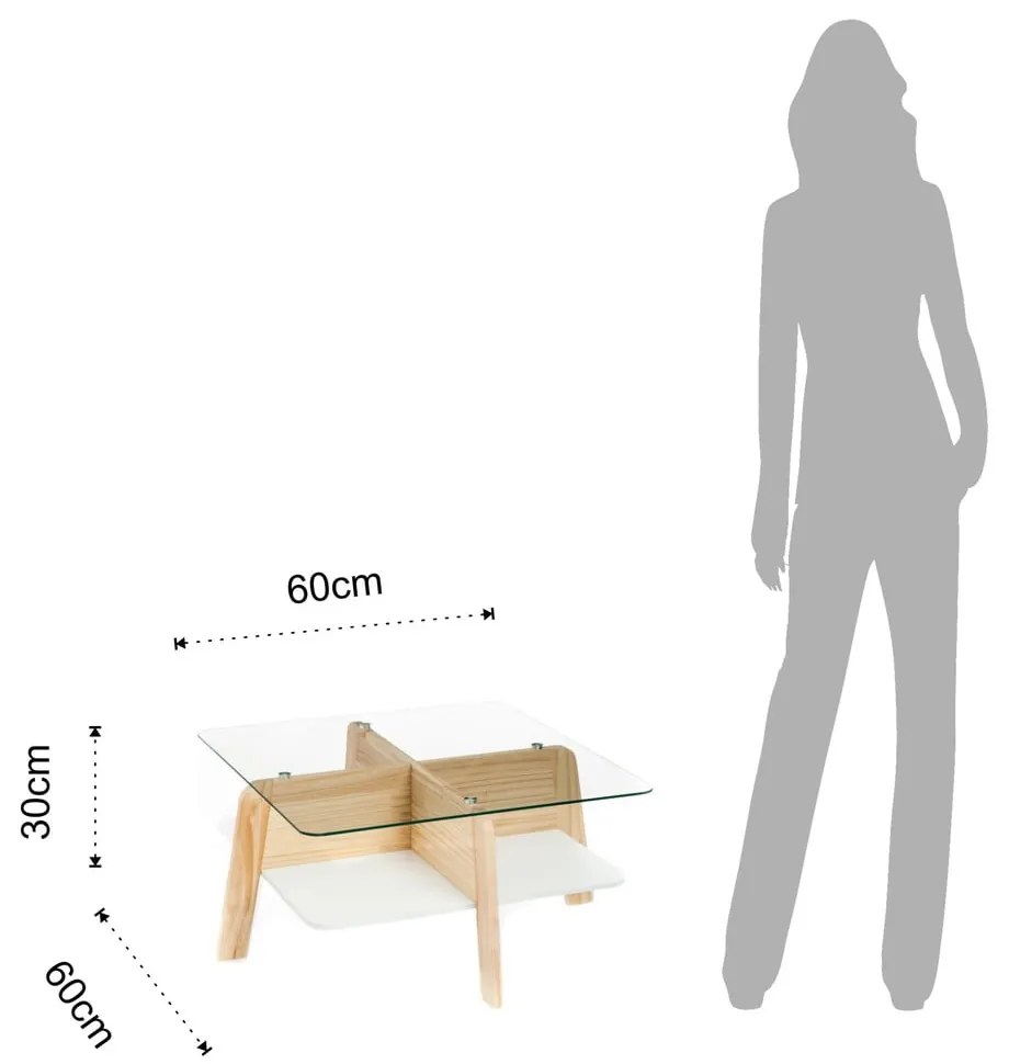 Konferenční stolek se skleněnou deskou v přírodní barvě 60x60 cm Varm – Tomasucci