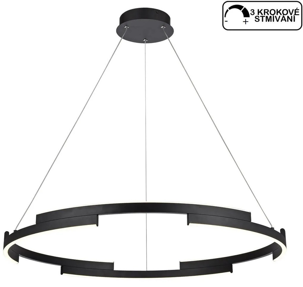 Světla a lustry REDO GROUP Černé stmívatelné LED světlo Redo CASTLE 01-3176/ LED 45W/ průměr 80 cm