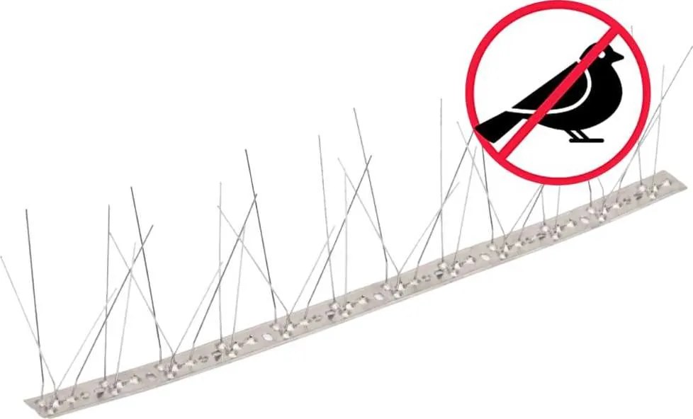 vidaXL 5řadové nerezové hroty proti ptákům a holubům sada 20 ks 10 m [149133]