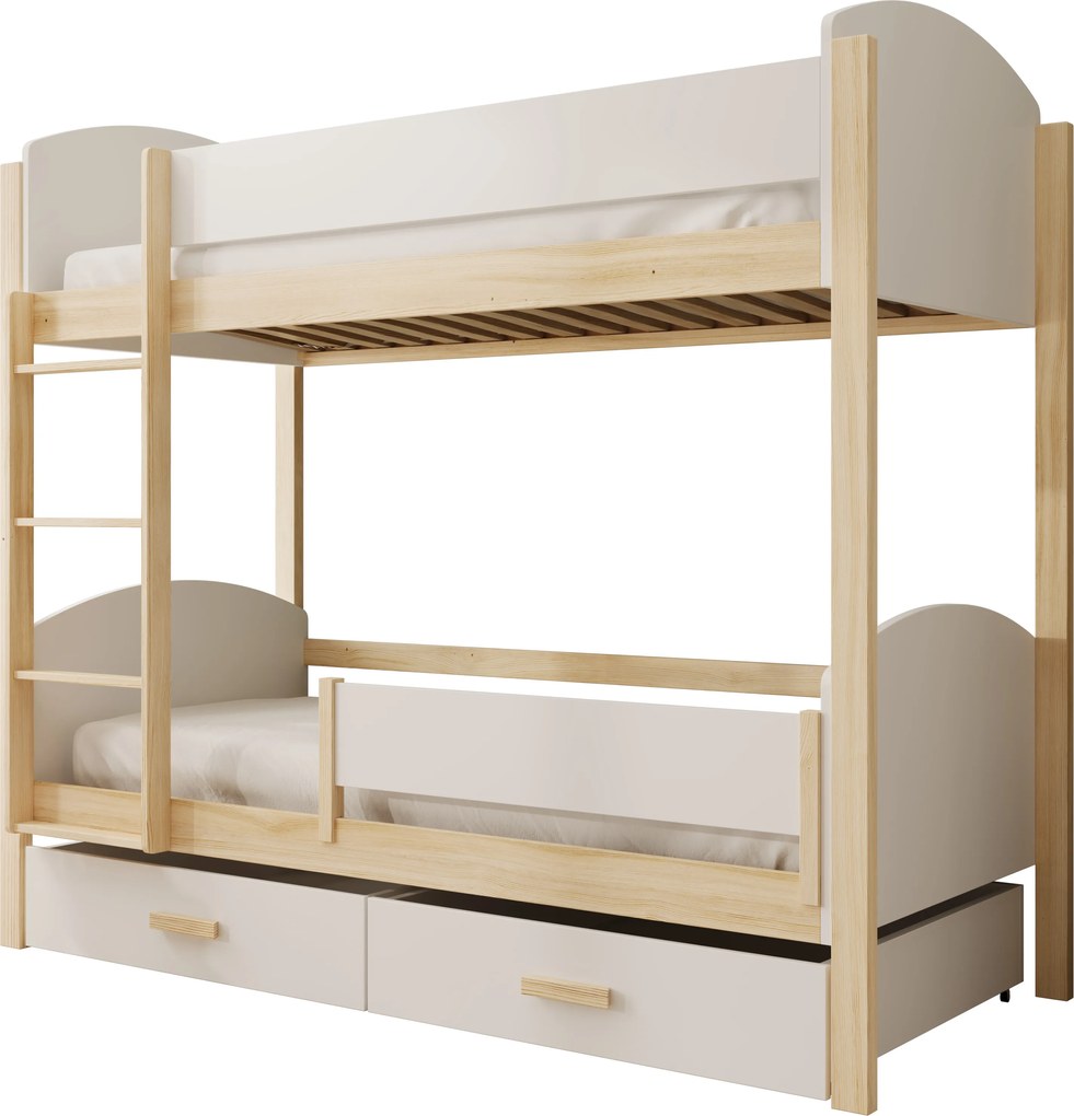 ADRK Furniture Dětská patrová postel Jori s bariérkou 200x90 CH-JOR-WP-BAR-200