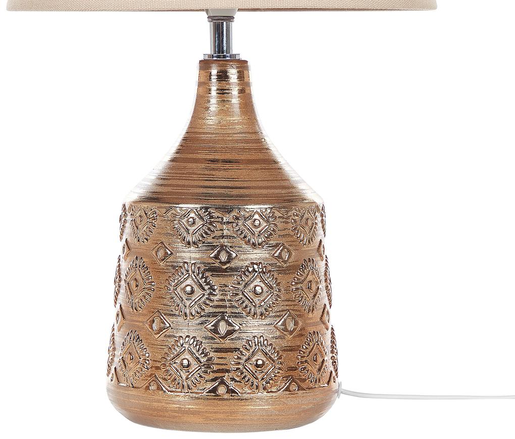 Keramická stolní lampa zlatá / hnědá WARI Beliani