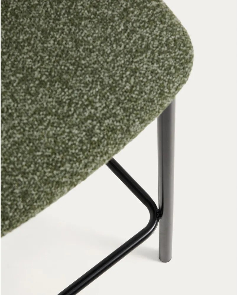 Tmavě zelená čalouněná barová židle (výška sedáku 65 cm) Ciselia – Kave Home