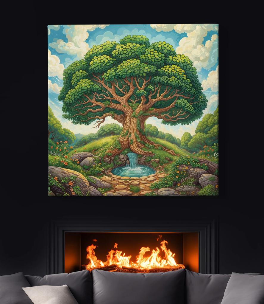 Obraz na plátně - Strom života Kouzelná studánka FeelHappy.cz Velikost obrazu: 40 x 40 cm