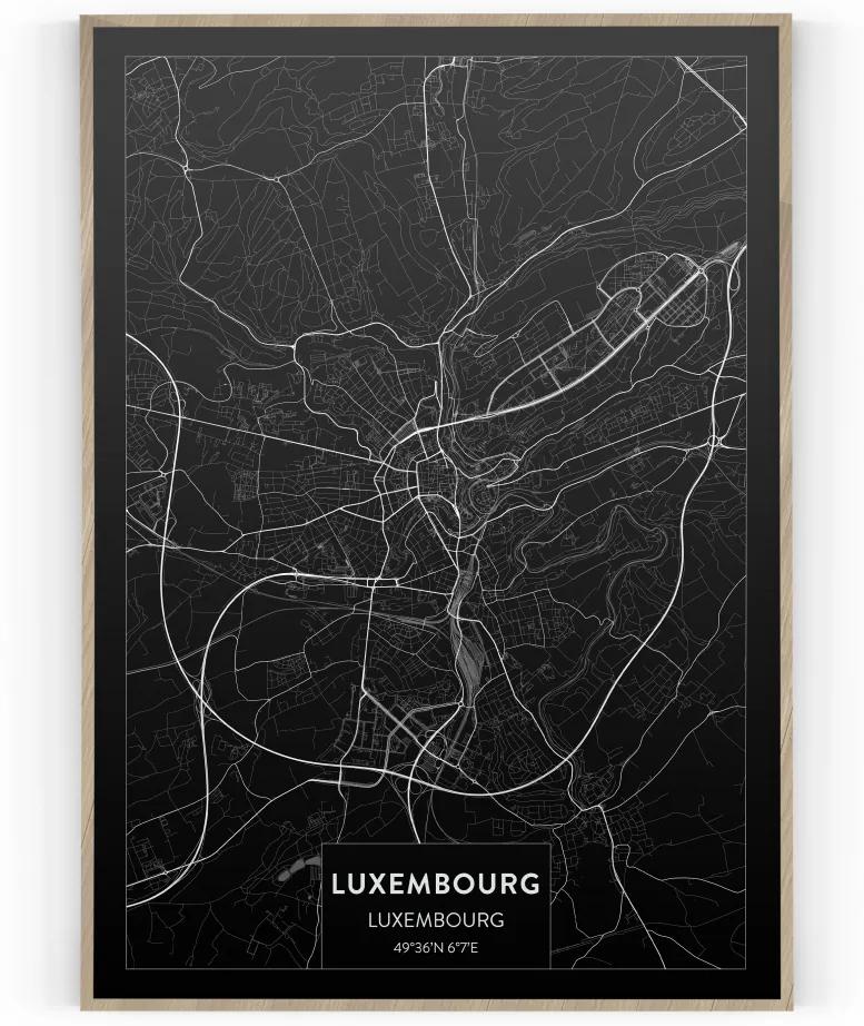Obraz Mapa Luxembourg 30 x 40 cm - napnuté plátno na dřevěném rámu
