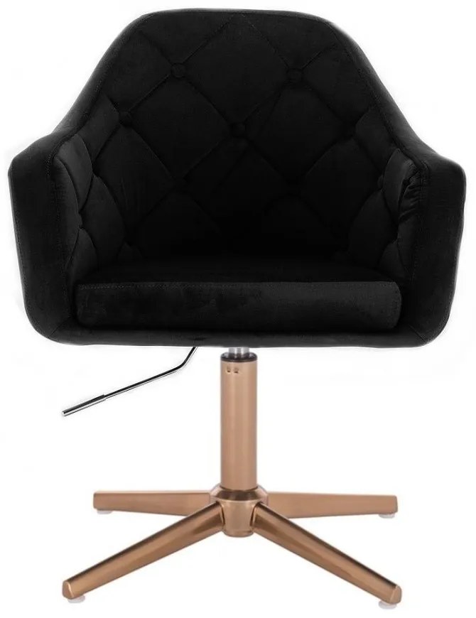 LuxuryForm DESIGN Otočné křeslo ANDORA VELUR na zlatém kříži - černé