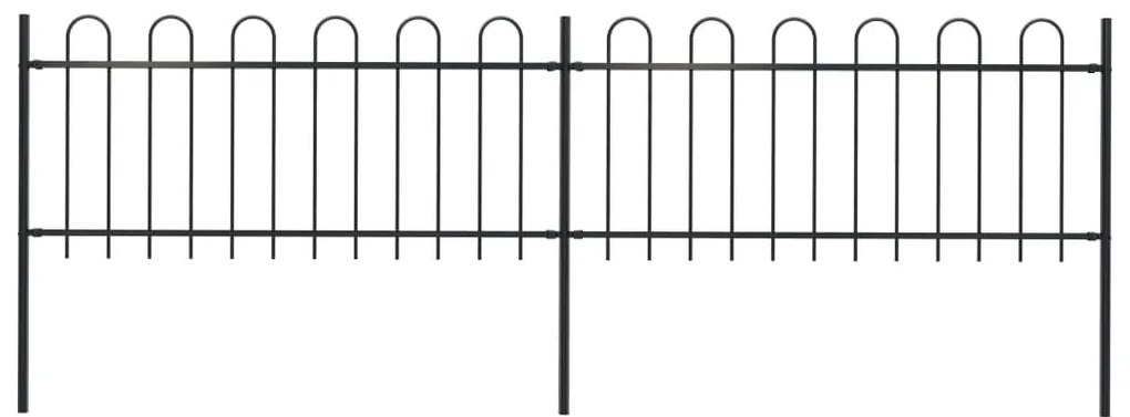 Zahradní plot s obloukem nahoře ocelový 359 x 80 cm černý
