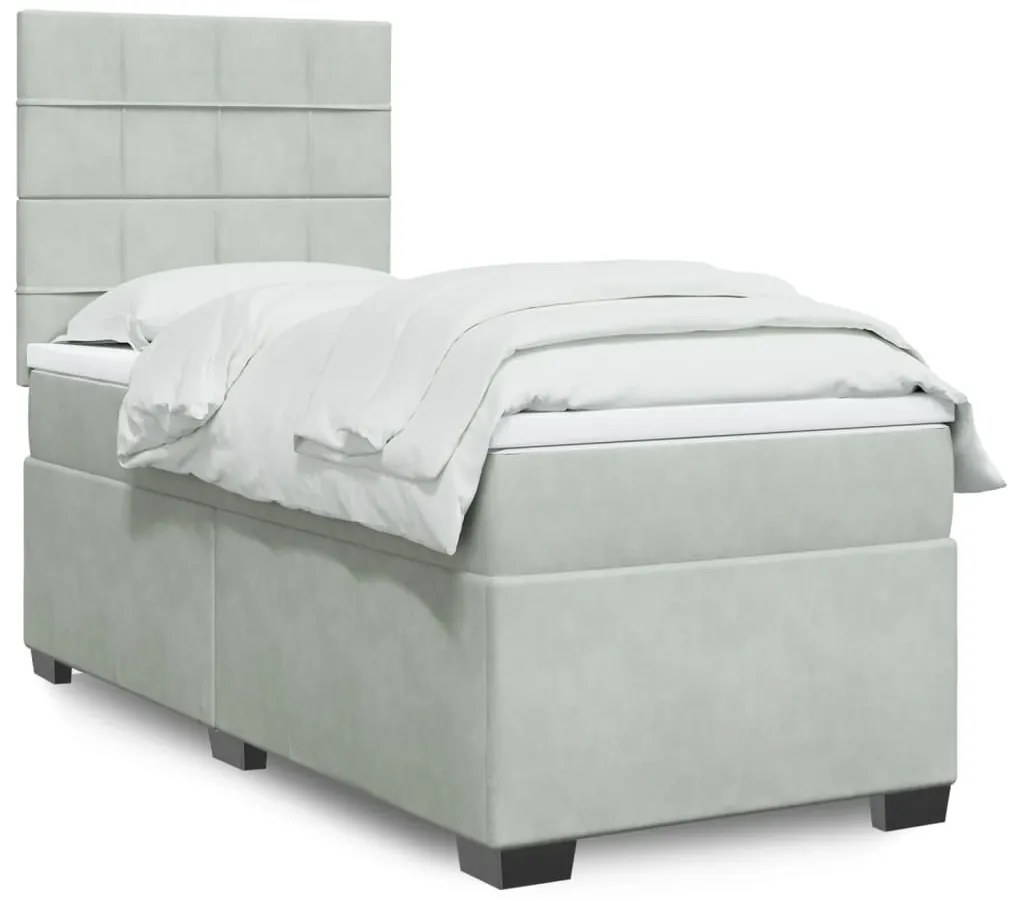 Box spring postel s matrací světle šedá 90x200 cm samet 3293110